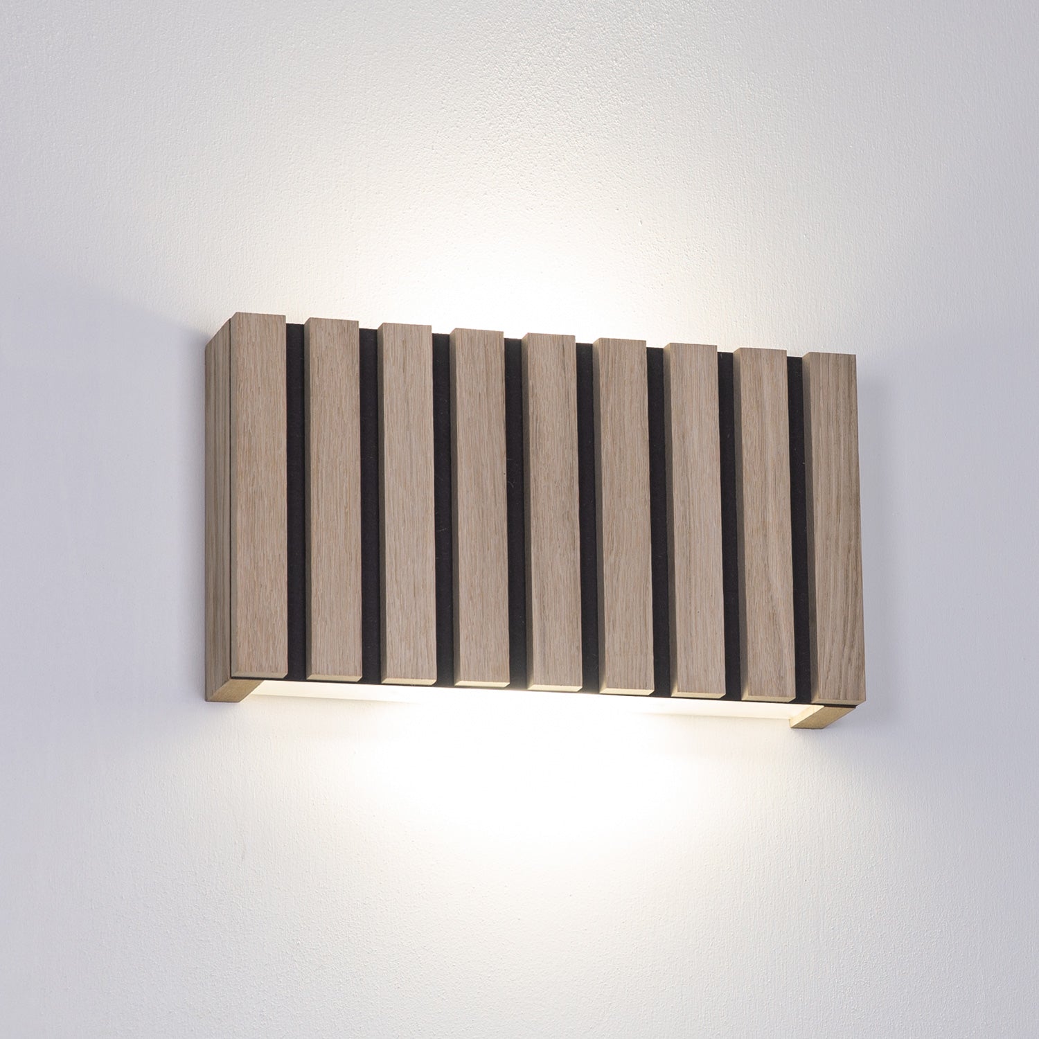 SW9281 Natural Wood Oak/Walnut Slat Scandi Wall Panel Light (Integrate ...